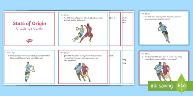 Year 3 State of Origin Challenge Cards