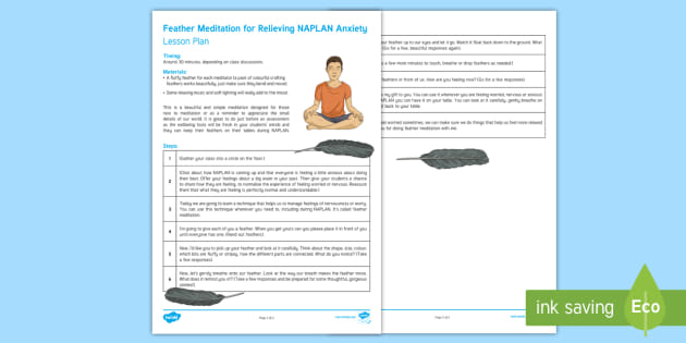 Feather Meditation for Relieving NAPLAN Anxiety Lesson Plan