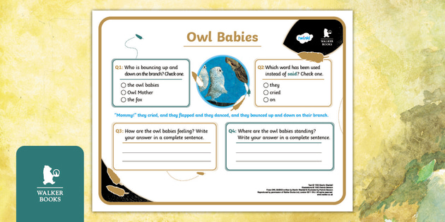 FREE Owl Babies Reading Comprehension Mat (teacher made)