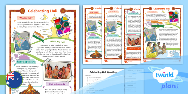 Year 3 HASS Celebrations around the World Holi Comprehension