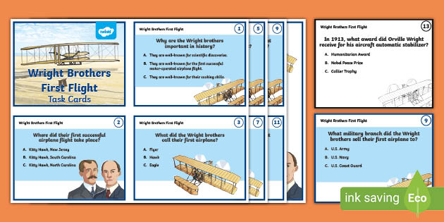 Wright Brothers First Flight Task Cards (teacher made)