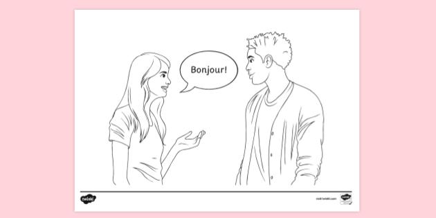 FREE! - Hello Bonjour Colouring Sheet | Colouring Sheets