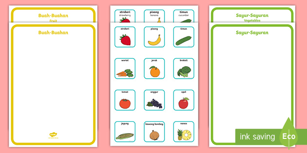 Fruit or Vegetable Sorting Activity Indonesian