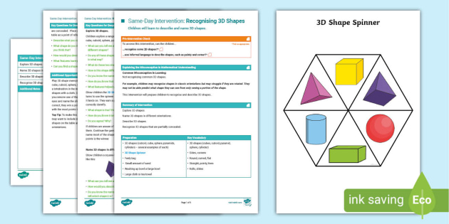 👉 Y1 Maths Same-Day Intervention Plan: Recognising 3D Shapes