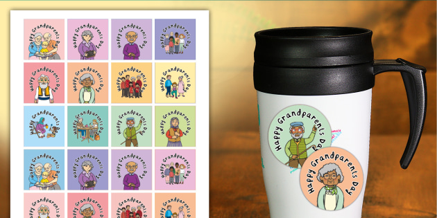Grandparents Day | Pastel Colour | 'Happy Grandparents Day' | Stickers