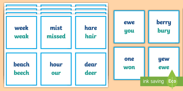 Homophones Explanation Cards