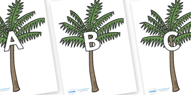 FREE! - A-Z Alphabet on Palm Trees - A-Z, A4, display, Alphabet frieze