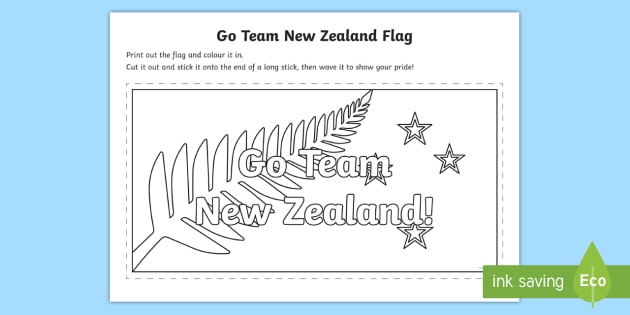 Go Team New Zealand Colour a Flag Activity (Teacher-Made)