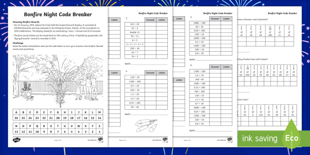 KS2 Bonfire Night Code Breakers Worksheet Worksheet