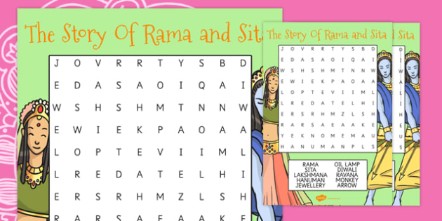 The Story of Rama and Sita Differentiated Wordsearch - diwali