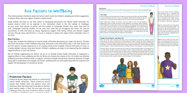 Risk Factors to Wellbeing Information Sheet Adult Guidance