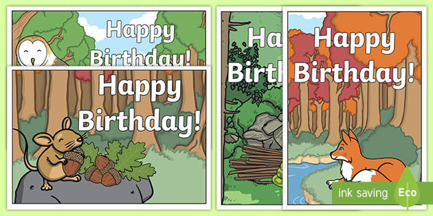 Woodland Creature Birthday Cards (teacher made)