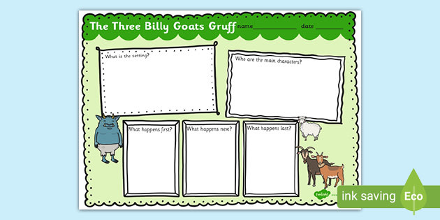 The Three Billy Goats Gruff Story Review Writing Frame - writing