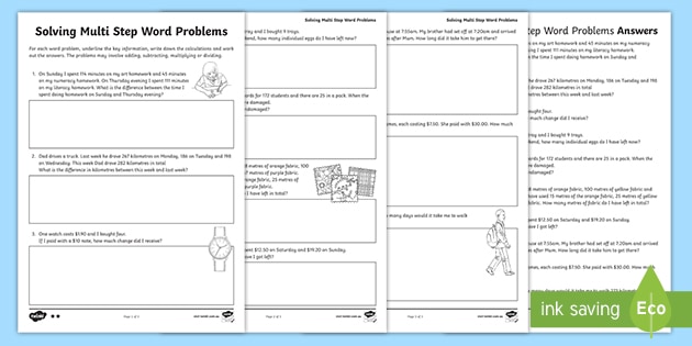 Differentiated Two Step Maths Word Problems (teacher made)