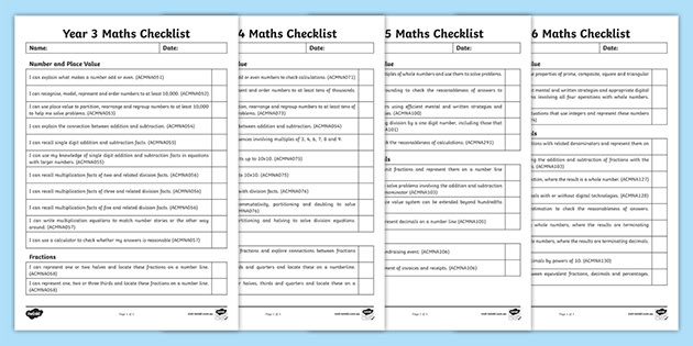 Year 3-6 Maths I Can Statements Assessment Pack