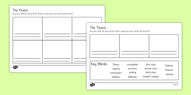 Retelling the Story of the Titanic Writing Frames - the titanic writing