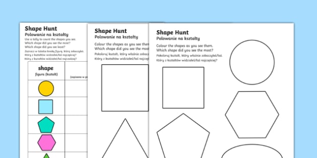 Shape Hunt Worksheet / Worksheet English/Polish