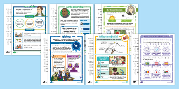 KS1 January Reading Comprehension Activity Pack