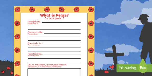 Remembrance Day What Is Peace Writing Frame English/Romanian