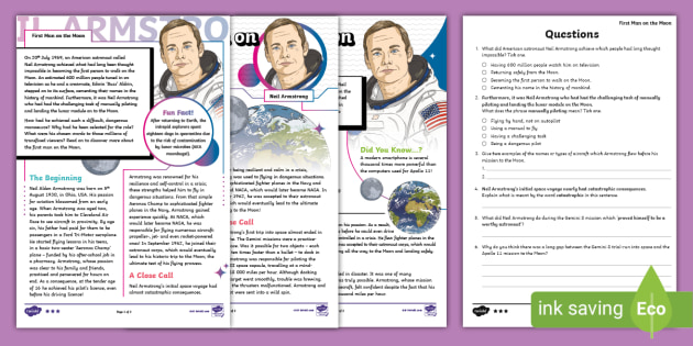 Reading Did You Know 10 Neil Armstrong English Esl Worksheets