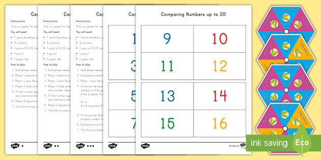 Comparing Numbers up to 20 Game (teacher made)
