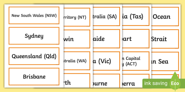 Year 3 Australian Curriculum States and Territories Cards