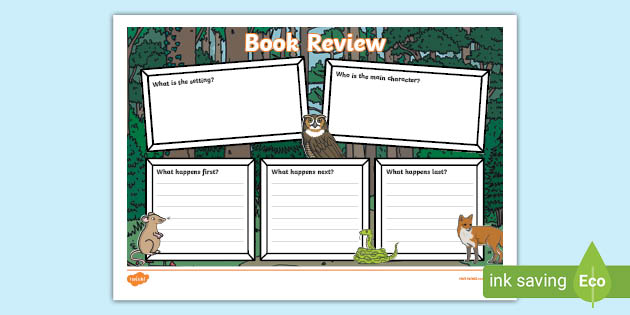 Woodland Creature Book Review Writing Frames -the gruffalo, gruffalo, the