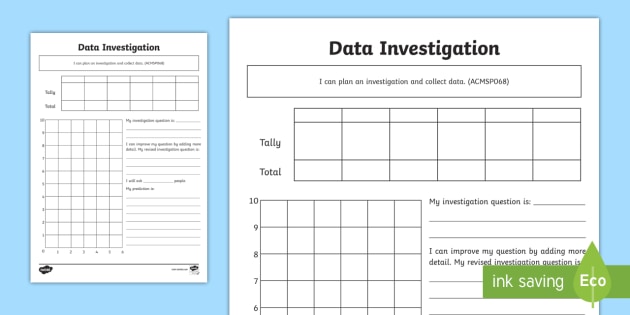 Data Investigation Worksheet / Worksheet (teacher made)