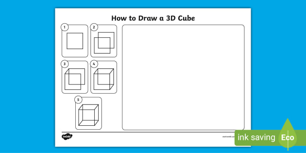Cube Shape Drawing For Kids
