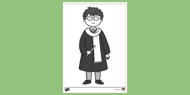FREE! - Wizard Boy with Black Hair Colouring Sheet | Twinkl