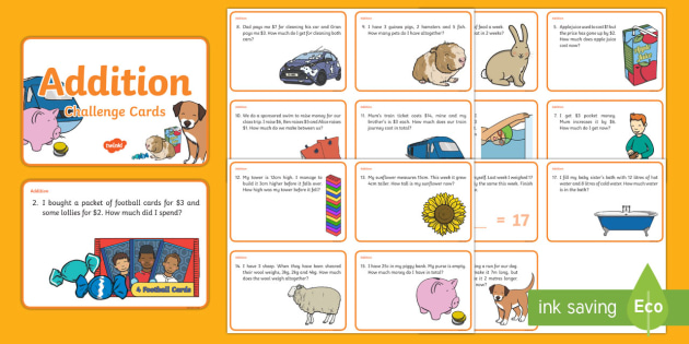 Maths | Addition Challenge Cards | Primary Resources