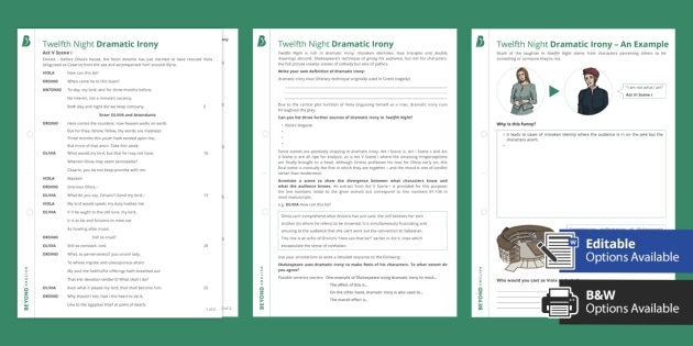 Twelfth Night Dramatic Irony Activity Pack | Shakespeare