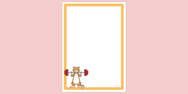 FREE! - Simple Blank Cat Lifting Weights Page Border | Twinkl
