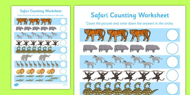My Counting Worksheet Safari Themed (teacher made)