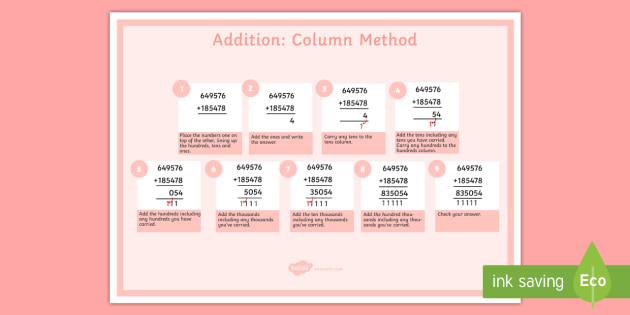 Addition Of 6 Digit Numbers Display Poster addition-of-6-digit-numbers-display-poster