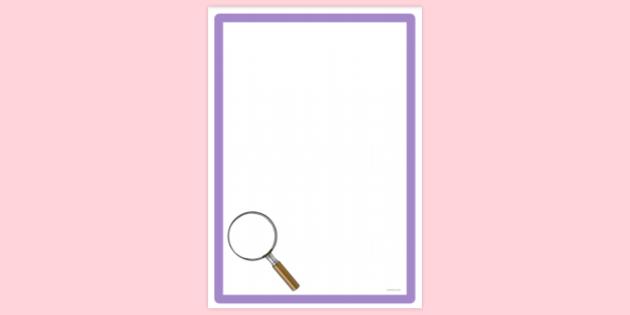 FREE! - Simple Blank Magnifying Glass With Short Handle Page Border