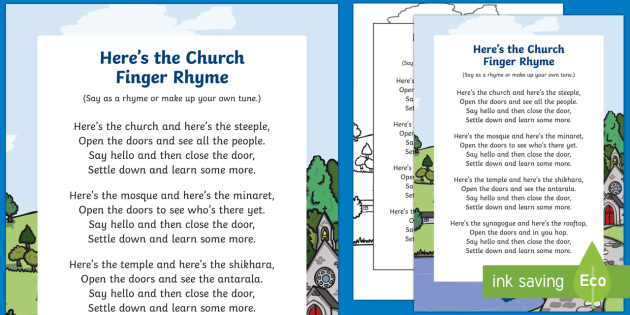 Here's the Church Finger Rhyme (teacher made)