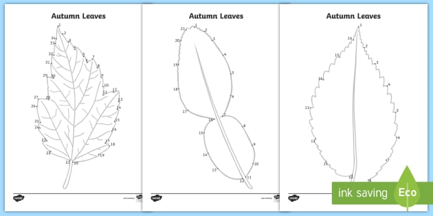 Leaves Dot to Dot Worksheets (teacher made)