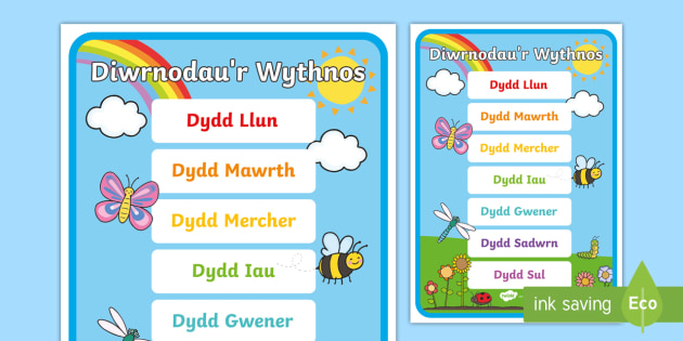 Days of the Week Display Poster Welsh (teacher made)