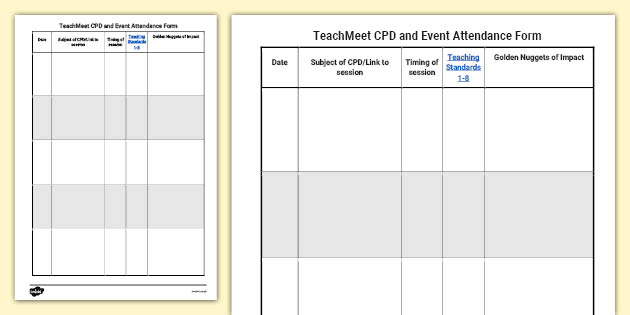 FREE! - TeachMeet CPD and Event Attendance Form