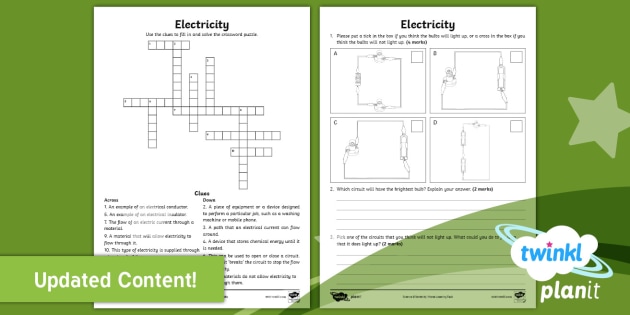 Science: Electricity: Year 4 Home Learning Tasks
