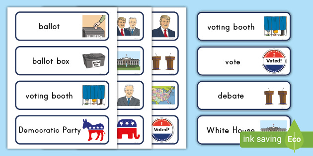Presidential Election Word Cards (teacher made)