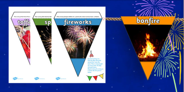 Bonfire Night Display Photo Bunting - display, flags, festivals