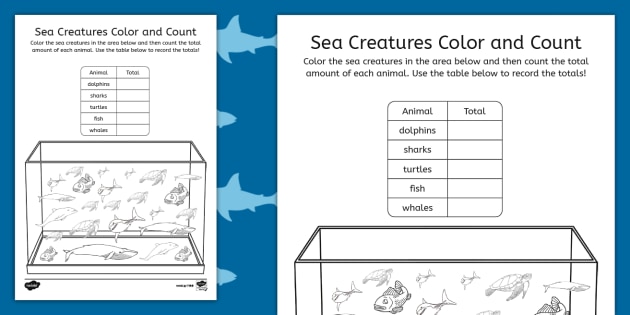 Sea Creatures Worksheet • Twinkl.com.au