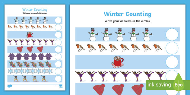 My Counting Worksheet (Winter) (teacher made)