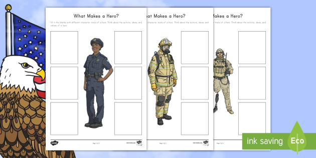 What Makes a Hero? Worksheet / Activity Sheet - Patriot Day