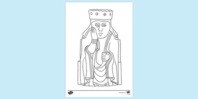 Lewis Chessmen Queen Colouring Sheet | Colouring Sheets