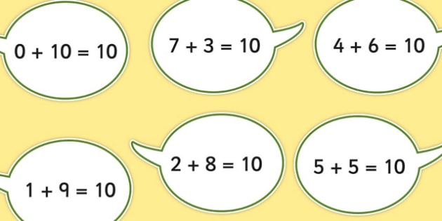 FREE! - Number Bonds to Ten on Speech Bubbles (teacher made)