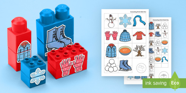 Winter Matching Connecting Bricks Game (teacher made)