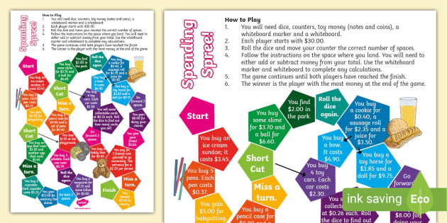 Spending Spree Year 4 Board Game (teacher made)